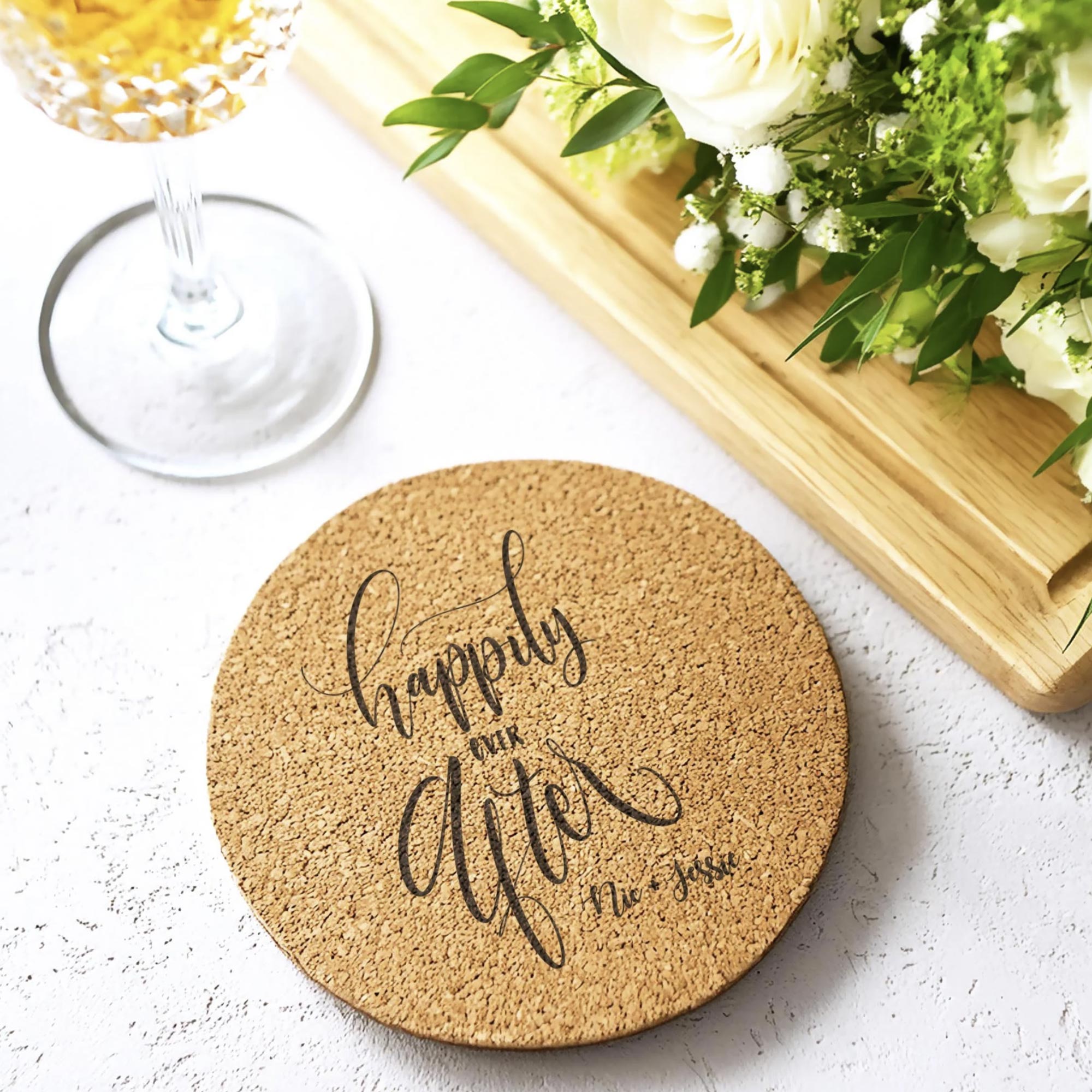 Round Cork Coaster Custom Engraved with Logo, Text, Design